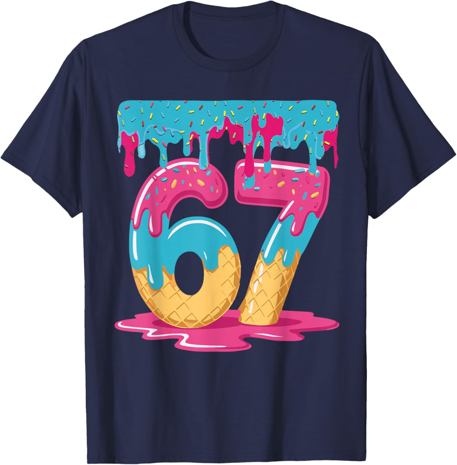 Ice Cream Drip Meme Six Seven Slang T-Shirt - Walmart.com