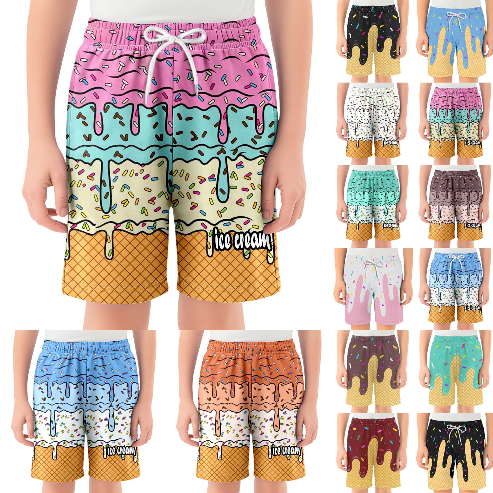 Ice Cream Drip Shorts Men Baseball Ice Cream Drip Shorts Boys Ice Cream ...