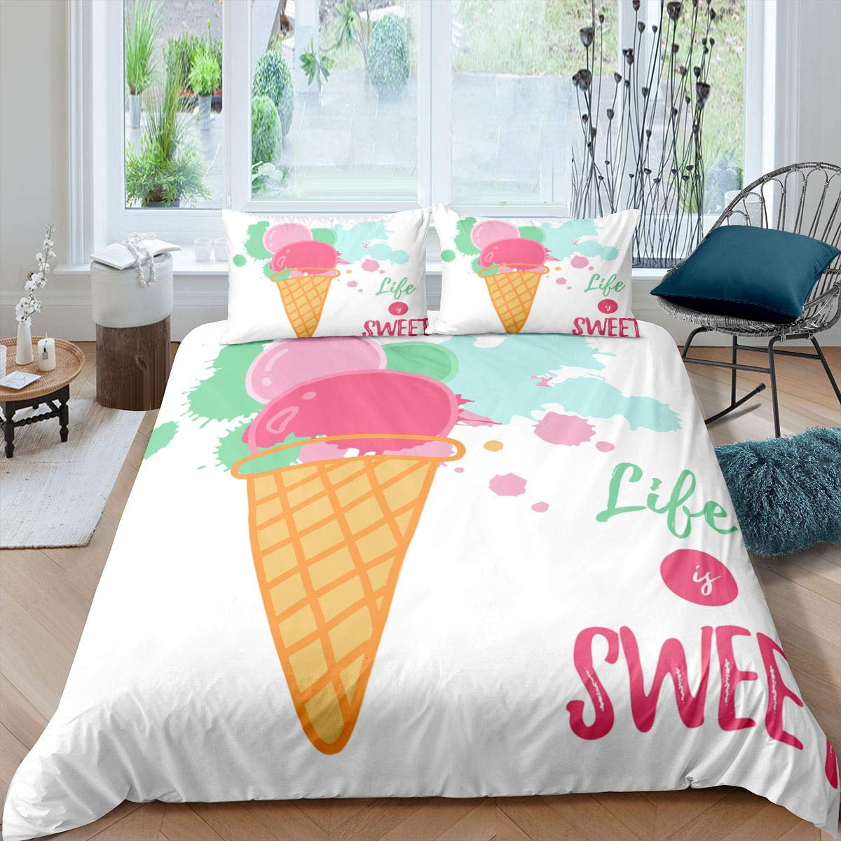 Ice Cream Duvet Cover Color Cartoon Cup Cake Cherry Lemon Fruit Duvet ...