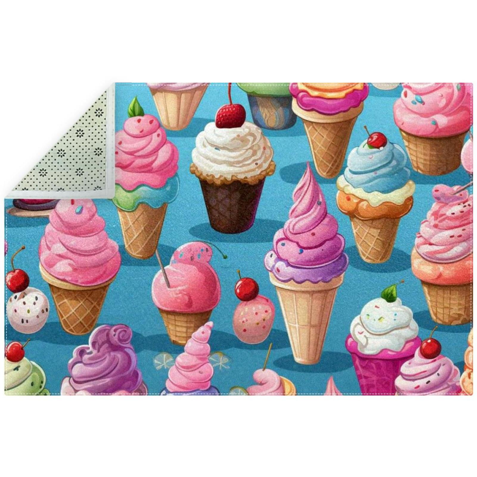 Ice Cream Elegant Gray Polyester Area Rug with Right-Angle Design for ...