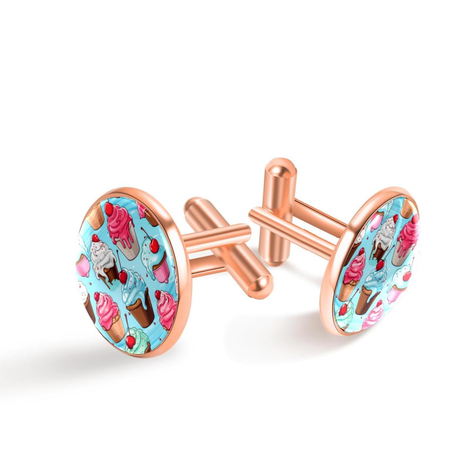 Ice Cream Elegant Men's Stainless Steel Cufflinks for Formal Attire - for Special Events ...