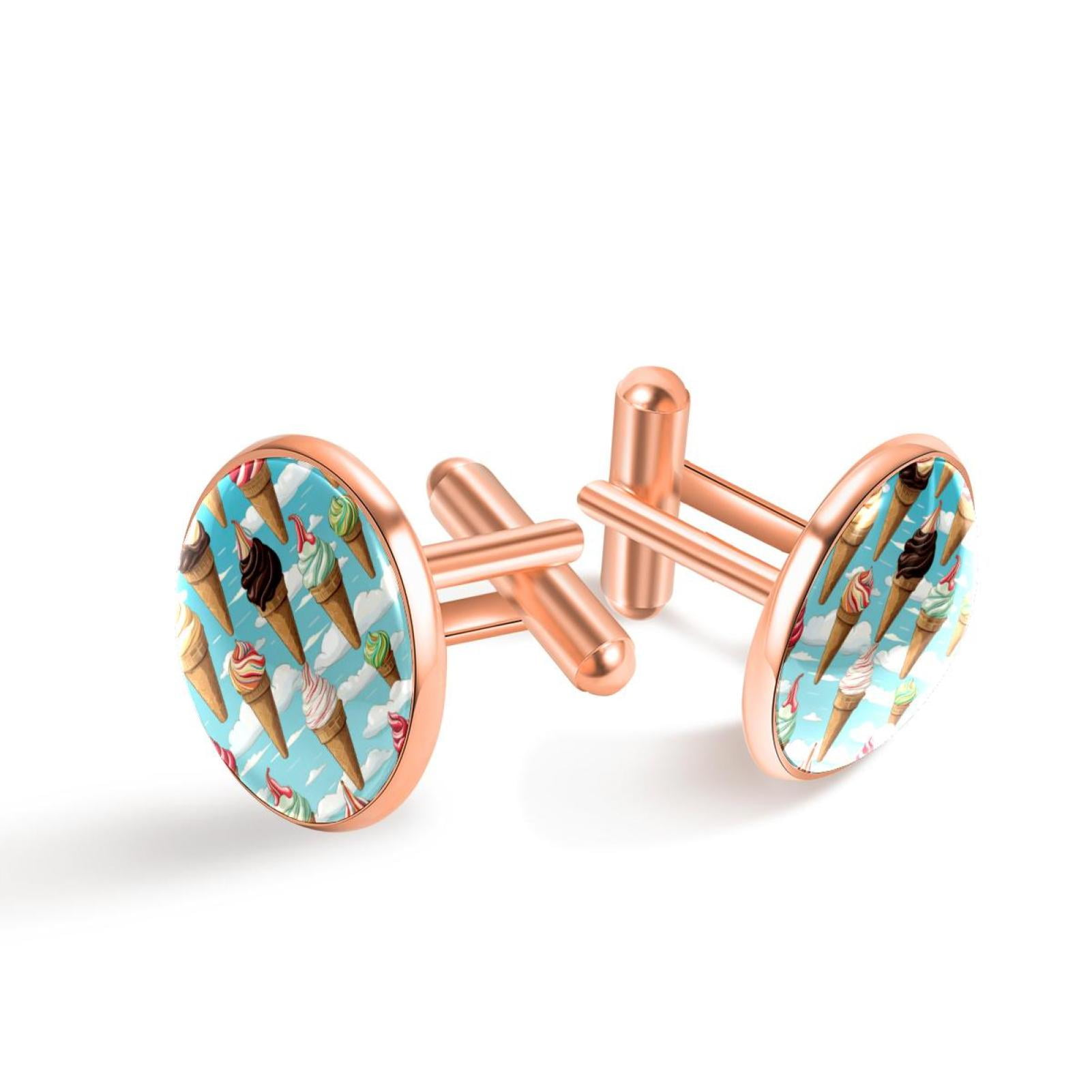 Ice Cream Elegant Stainless Steel Men's Cufflinks Set for Formal Attire ...