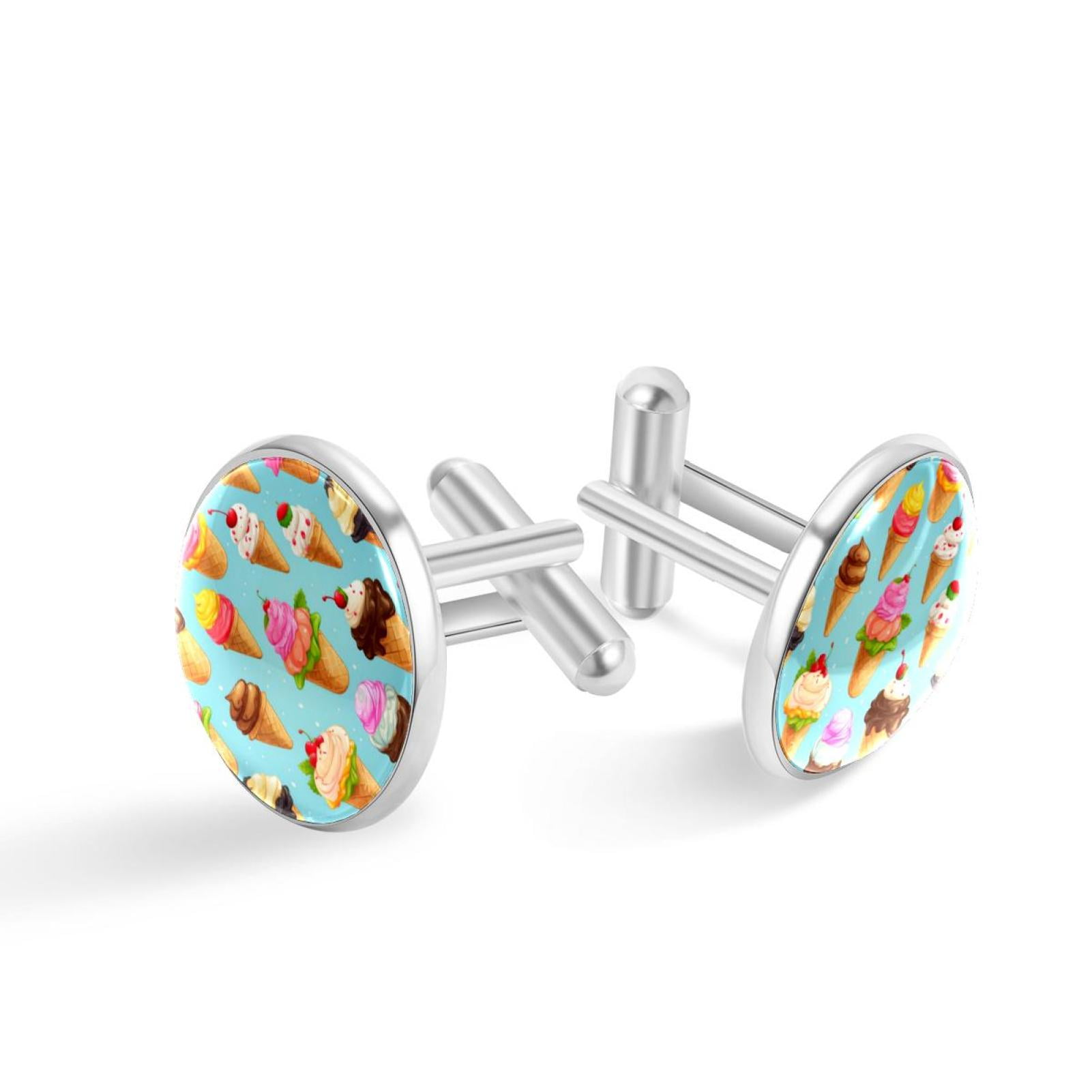 Ice Cream Elegant Stainless Steel Men's Cufflinks for Business Attire ...