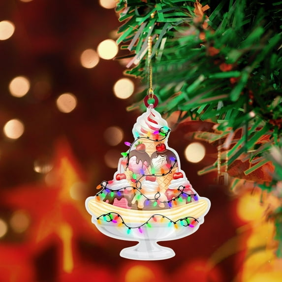 Ice Cream Flat Pendant LED String Lights - 3.14in(8cm) Cute Food-Themed ...