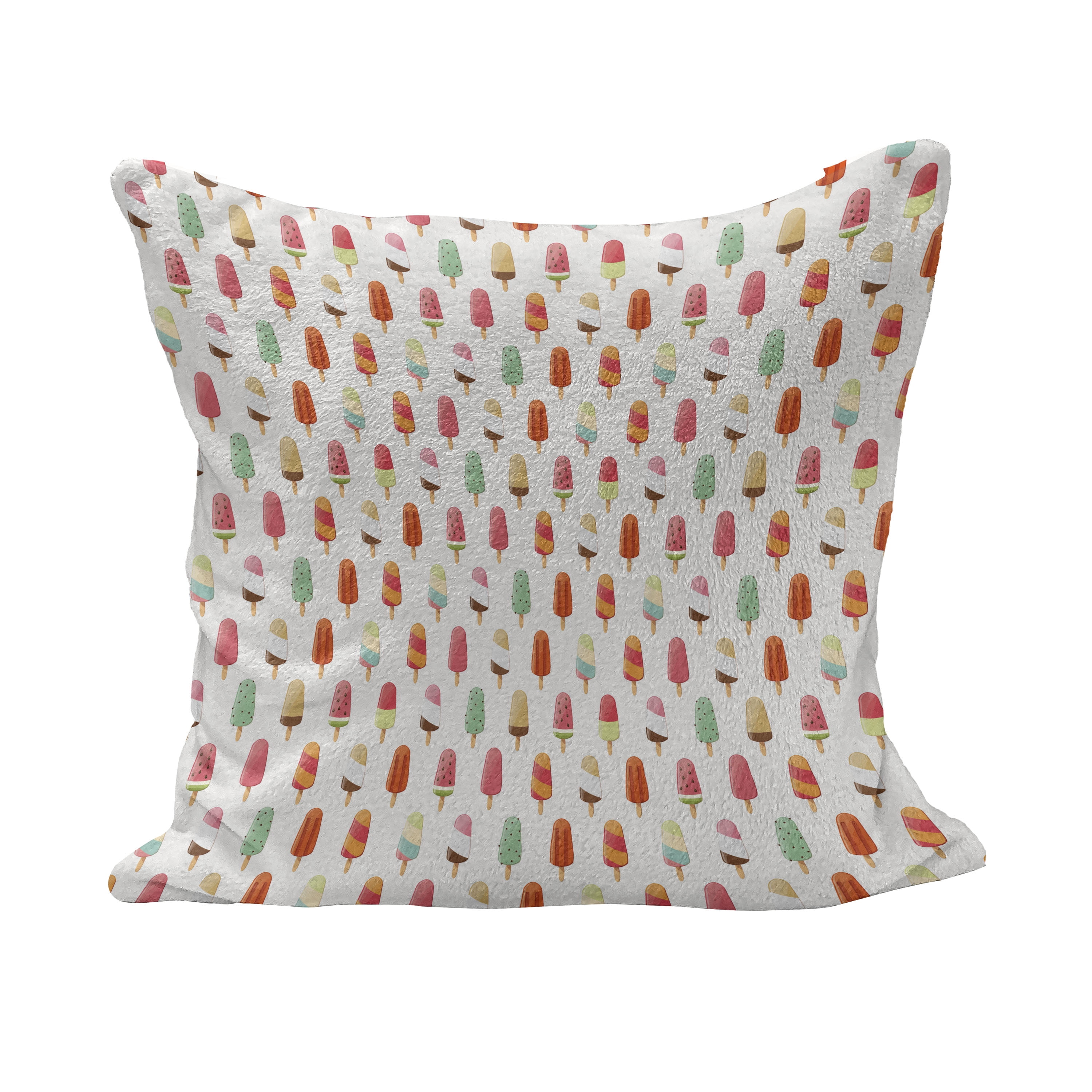 Ice Cream Fluffy Throw Pillow Cushion Cover, Watermelon Kiwi Orange ...