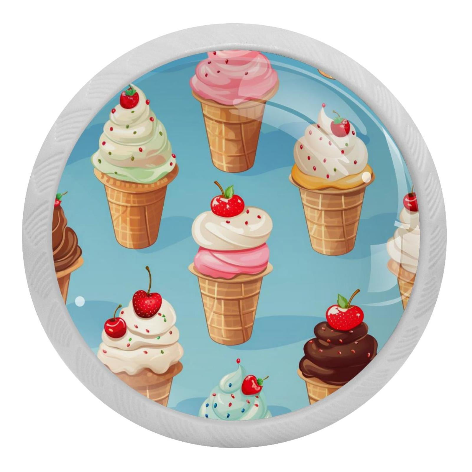Ice Cream Fluorescent Drawer Pulls: Round 4-Pack Glow-in-the-Dark Knobs ...