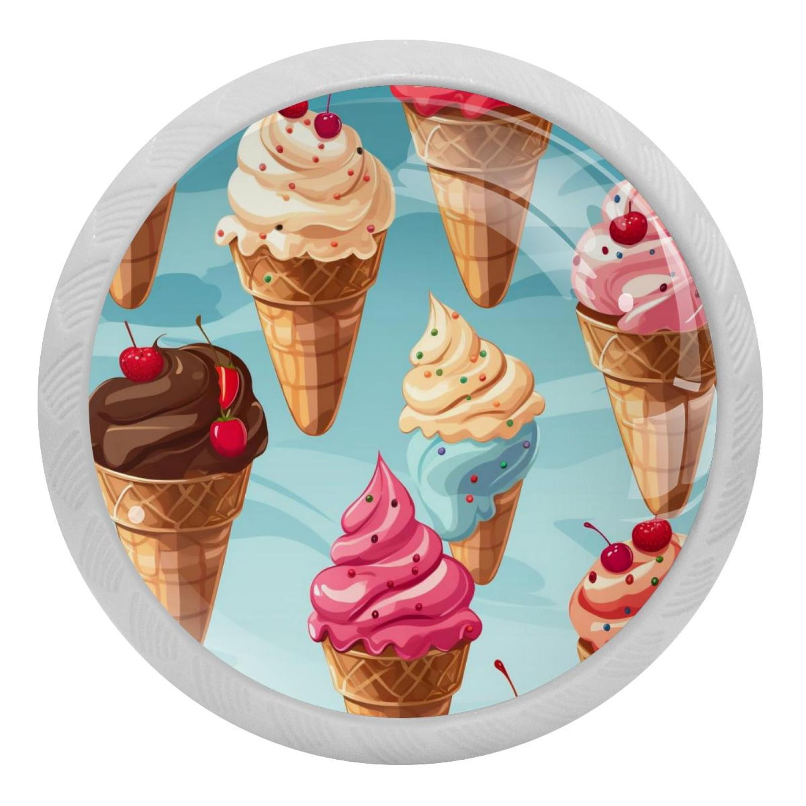 Ice Cream Fluorescent Drawer Pulls with Screws, Round 4-Pack, Glow-in ...