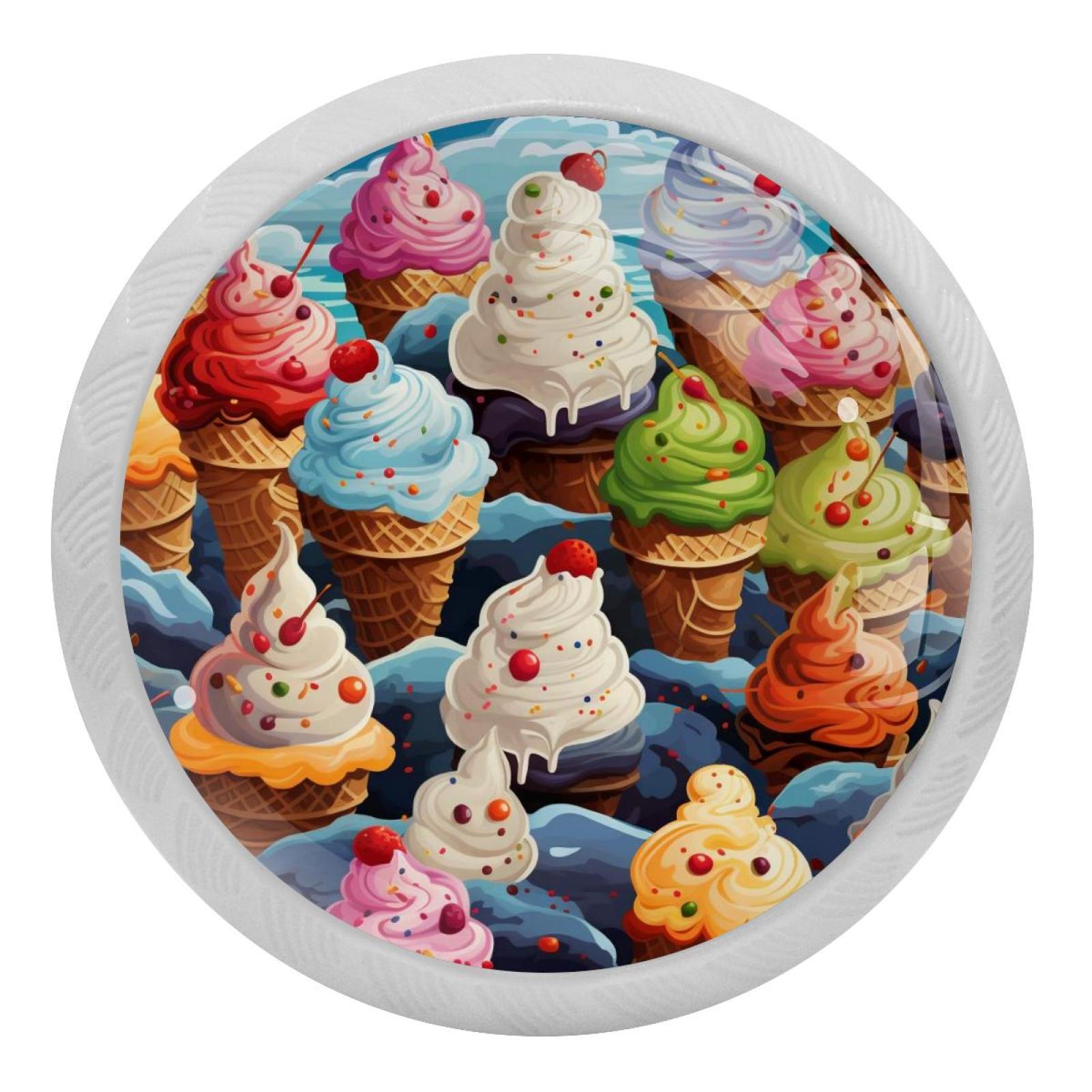 Ice Cream Fluorescent Drawer Pulls with Screws - Round 4-Pack, Glow-in ...