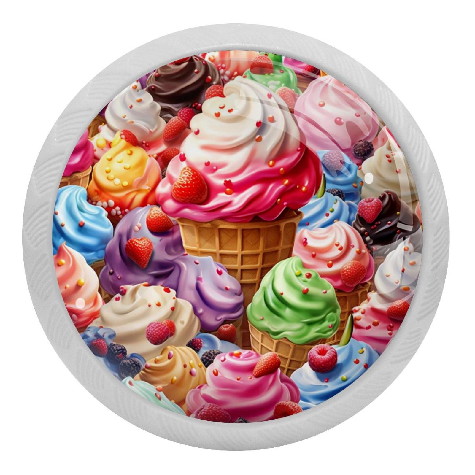 Ice Cream Fluorescent Drawer Pulls with Screws - Round 4-Pack: Glow-in ...