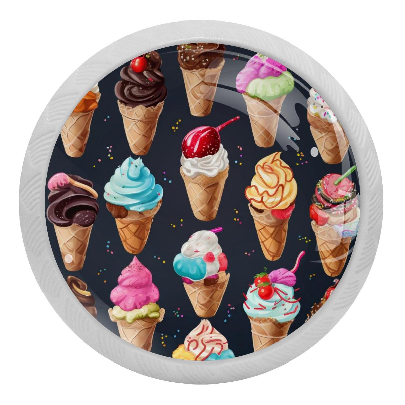 Ice Cream Fluorescent Drawer Pulls with Screws - Round 4-Pack Glow-in ...