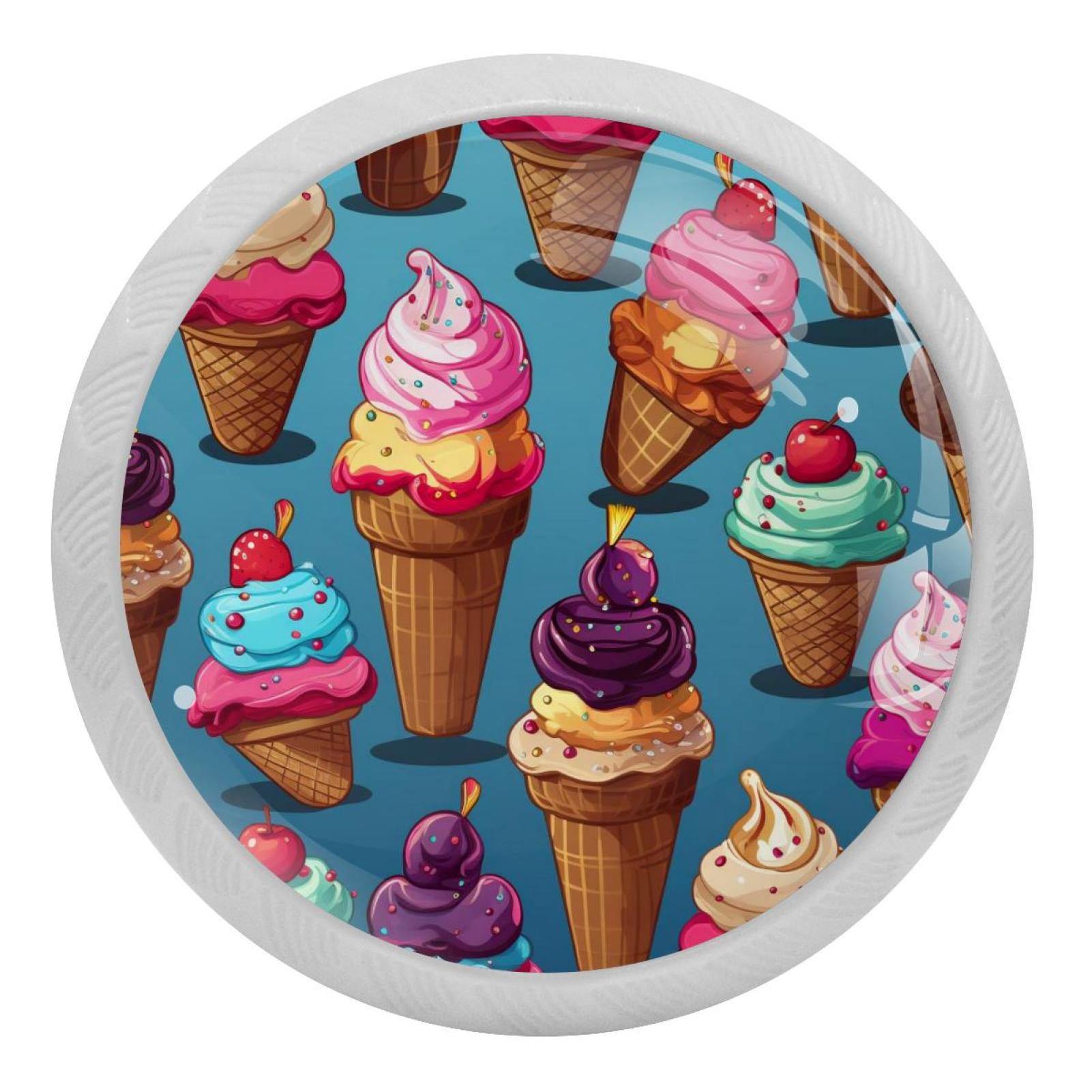 Ice Cream Fluorescent Drawer Pulls with Screws: Round 4-Pack, Glow-in ...