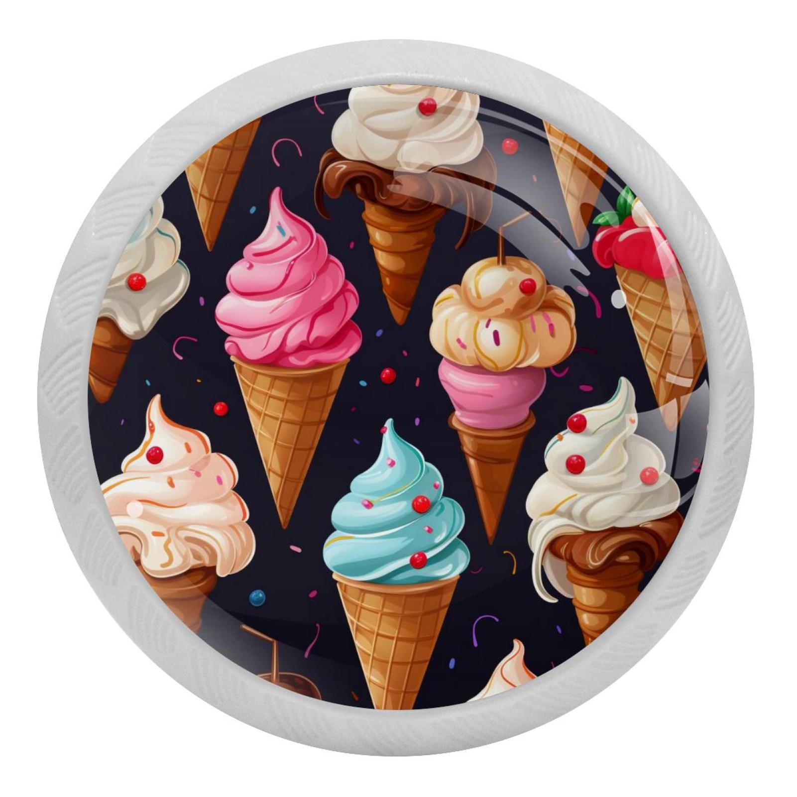 Ice Cream Fluorescent Drawer Pulls with Screws: Round 4-Pack, Glow-in ...