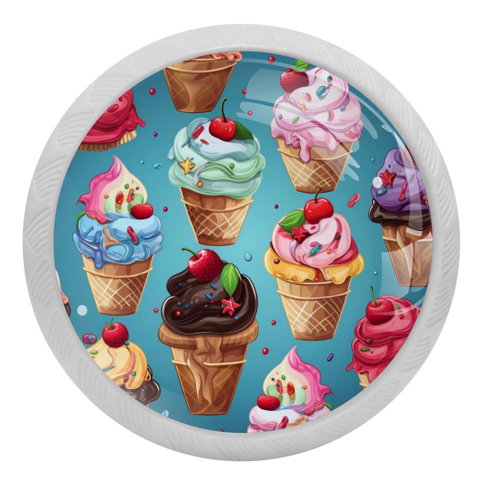 Ice Cream Fluorescent Drawer Pulls with Screws: Round 4-Pack - Glow-in ...