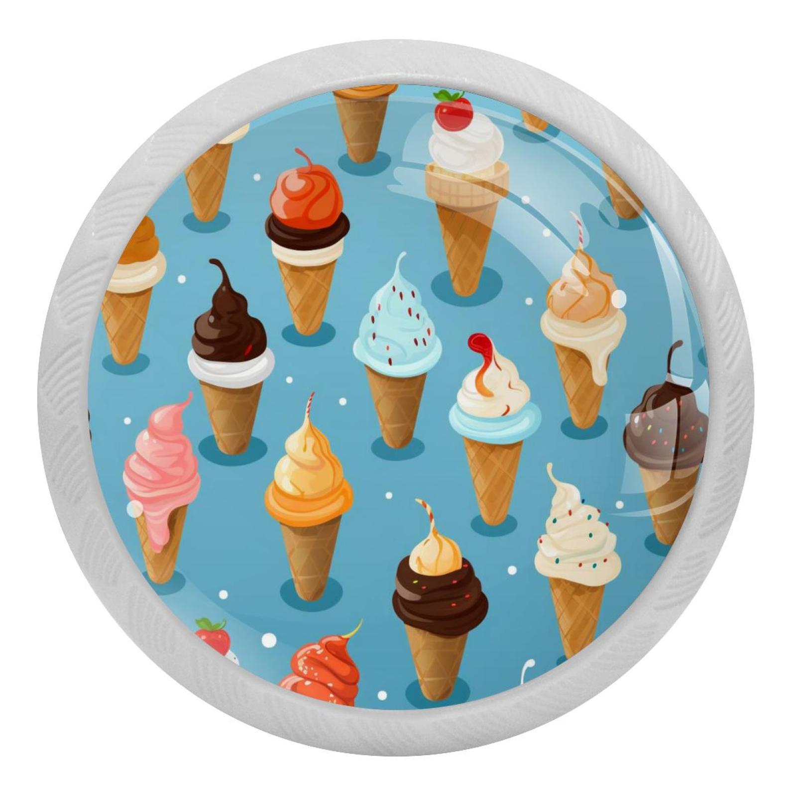 Ice Cream Fluorescent Drawer Pulls with Screws - Round 4-Pack, Glow-in ...