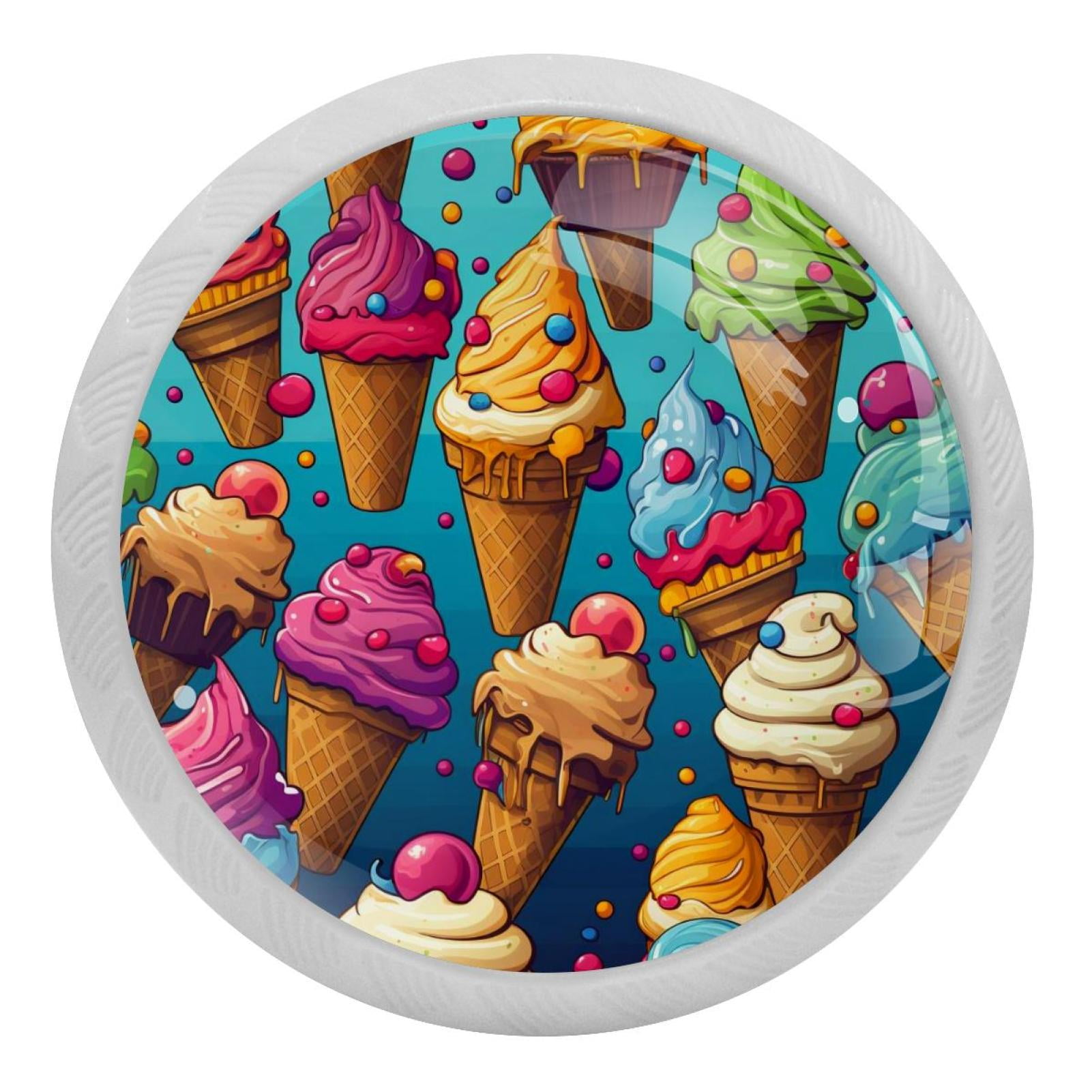 Ice Cream Fluorescent Drawer Pulls with Screws - Round 4-Pack, Glow-in ...