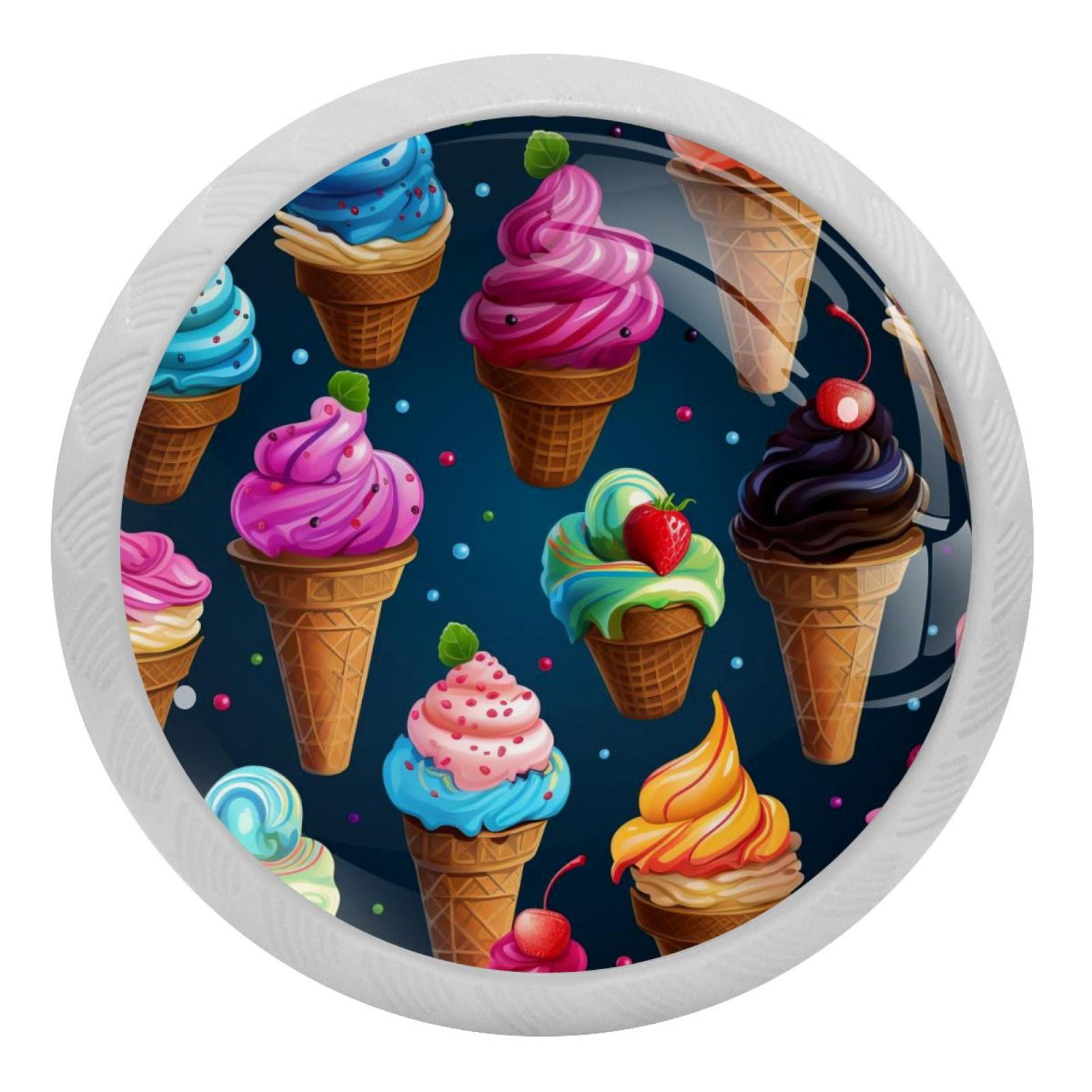 Ice Cream Fluorescent Glow-in-the-Dark Drawer Pulls: 4-Pack Round Knobs ...