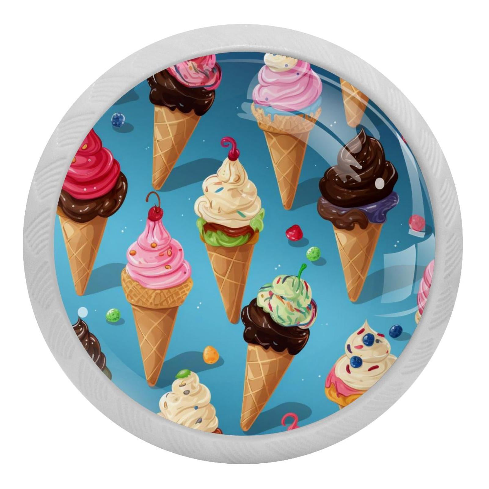 Ice Cream Glow-in-the-Dark Fluorescent Drawer Pulls 4-Pack with Screws ...