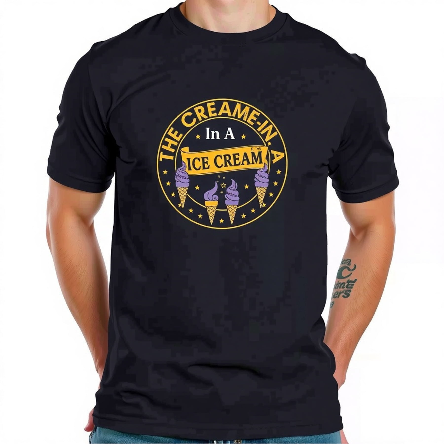Ice Cream Graphic T-Shirt "THE CREAME-IN A ICE CREAM" Design with Cones ...