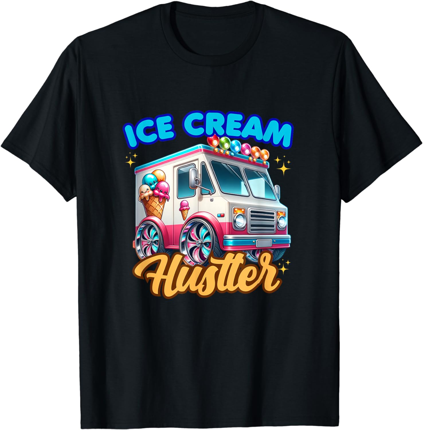Ice Cream Hustler Funny Low Rider Van Spinner Rims T-Shirt - Walmart.com