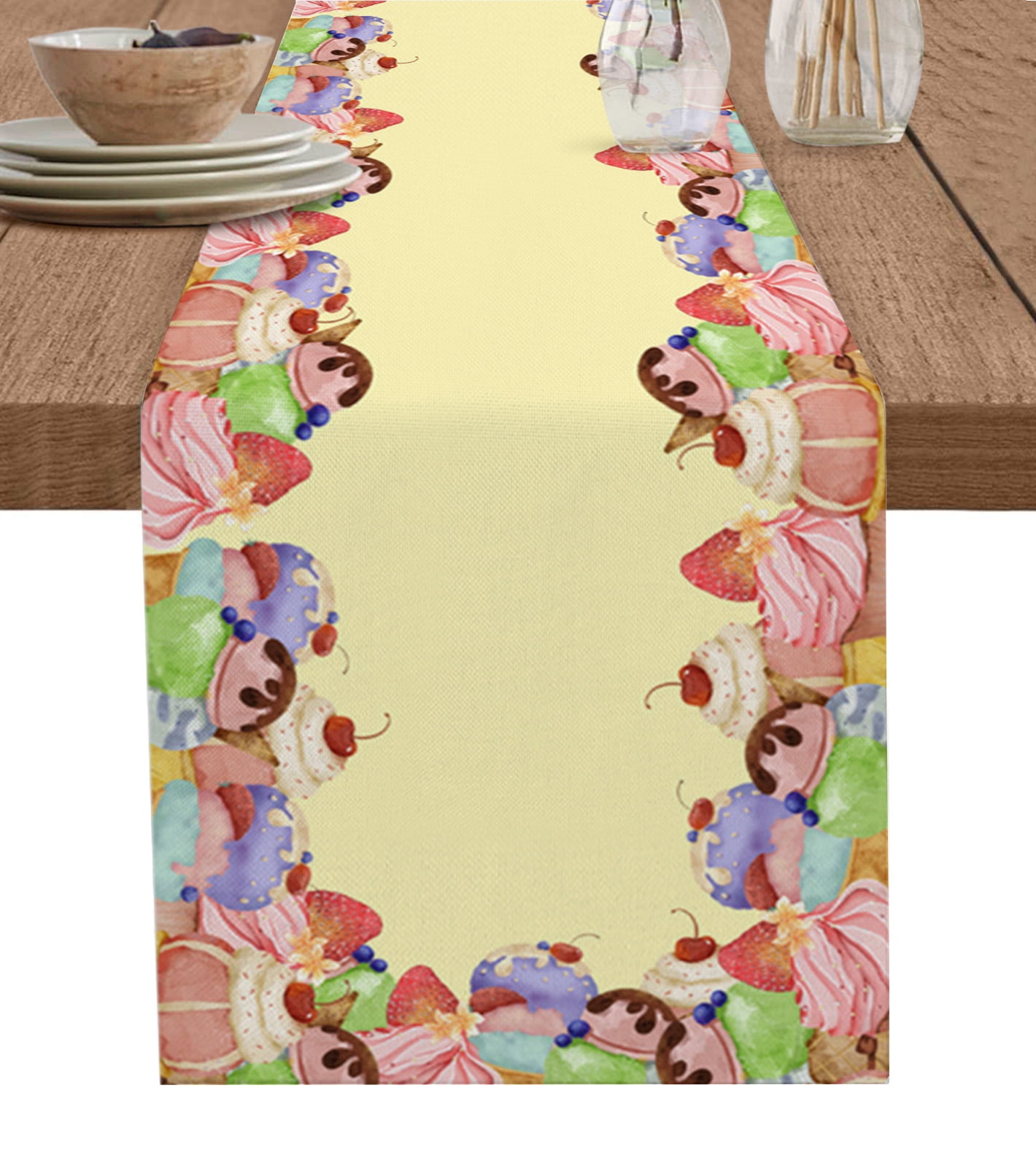 Ice Cream Ice Cream Cake Table Runner for Dining Table Kitchen Table ...