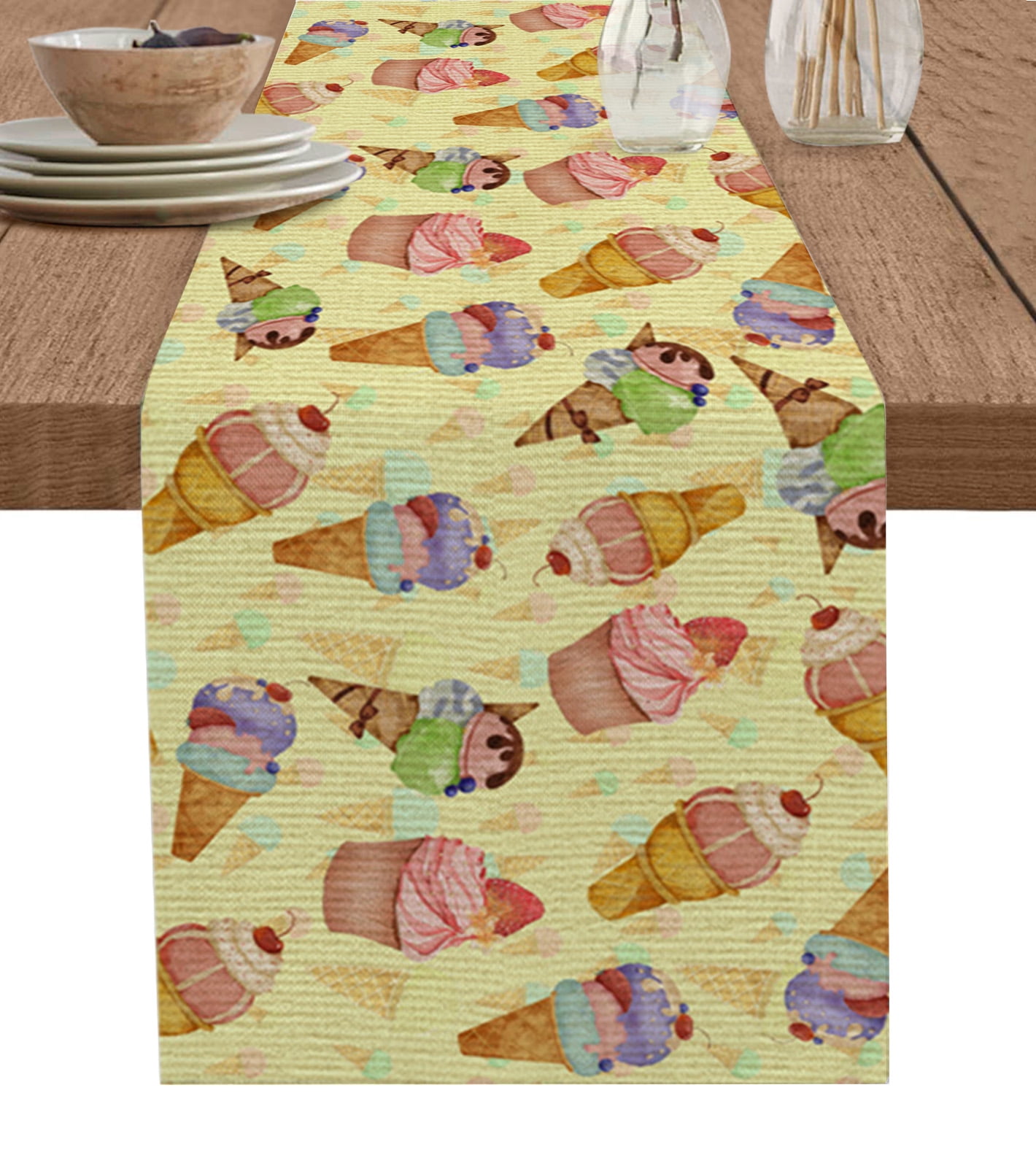 Ice Cream Ice Cream Cake Table Runner for Dining Table Kitchen Table ...