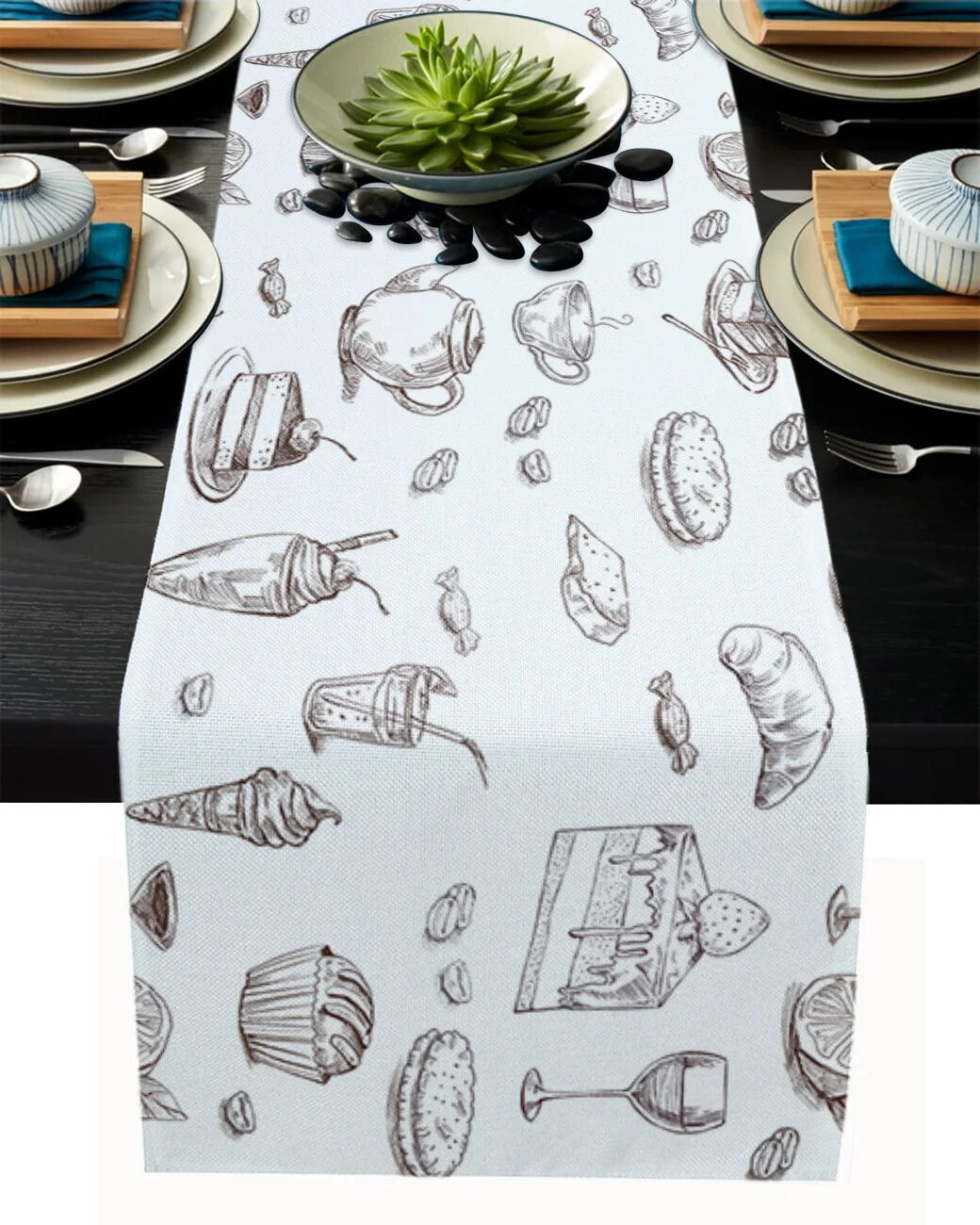 Ice Cream Ice Cream Cake Table Runner for Dining Table Kitchen Table ...