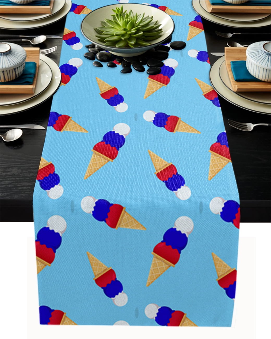 Ice Cream Ice Cream Cake Table Runner for Dining Table Kitchen Table ...