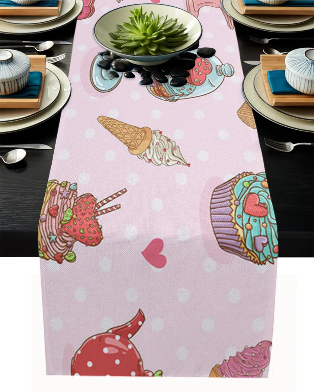 Ice Cream Ice Cream Cake Table Runner for Dining Table Kitchen Table ...