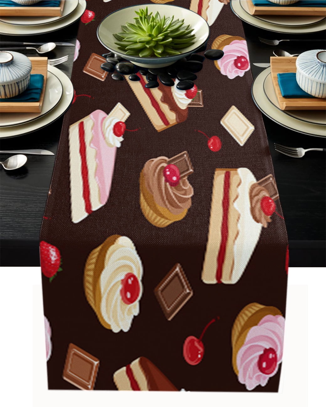 Ice Cream Ice Cream Cake Table Runner for Dining Table Kitchen Table ...