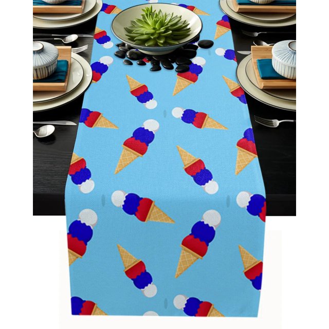 Ice Cream Ice Cream Cake Table Runner for Dining Table Kitchen Table ...