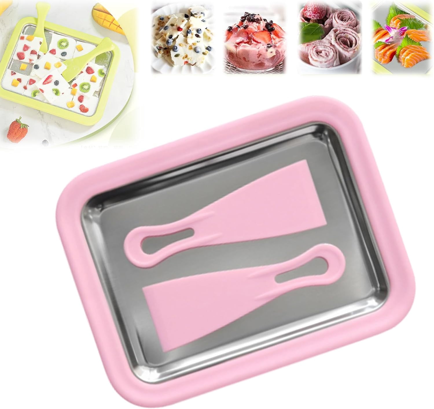 Ice Cream, Instant Ice Cream Roller Maker, Rolled Ice Cream Maker Tray ...