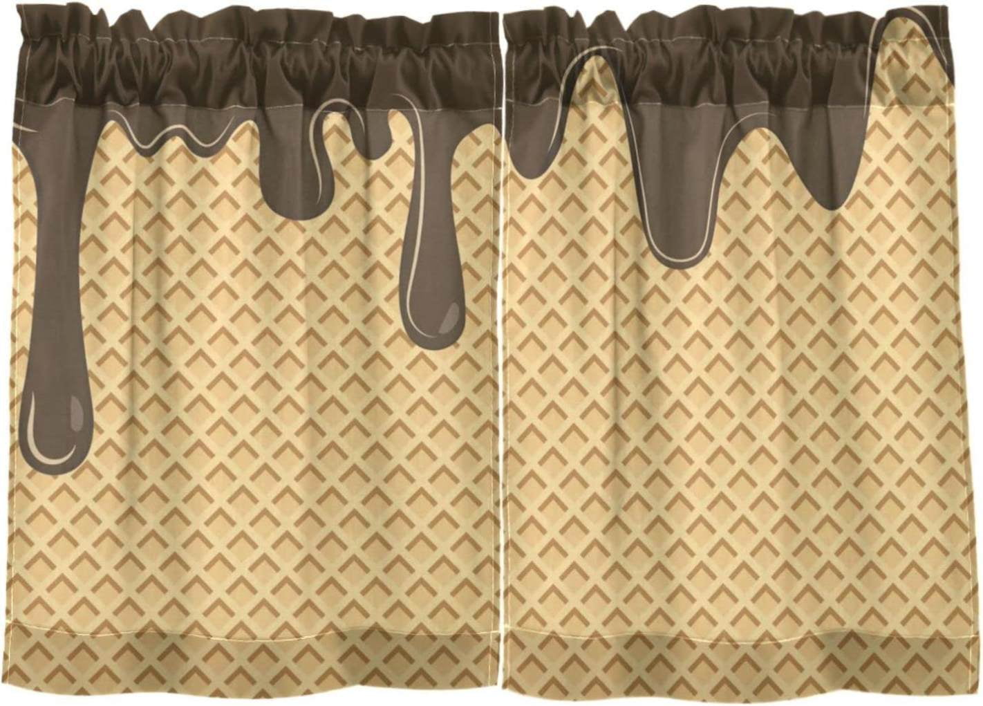 Ice Cream Kitchen Curtains 2 Panels UV Protected Tier Curtains, Half ...