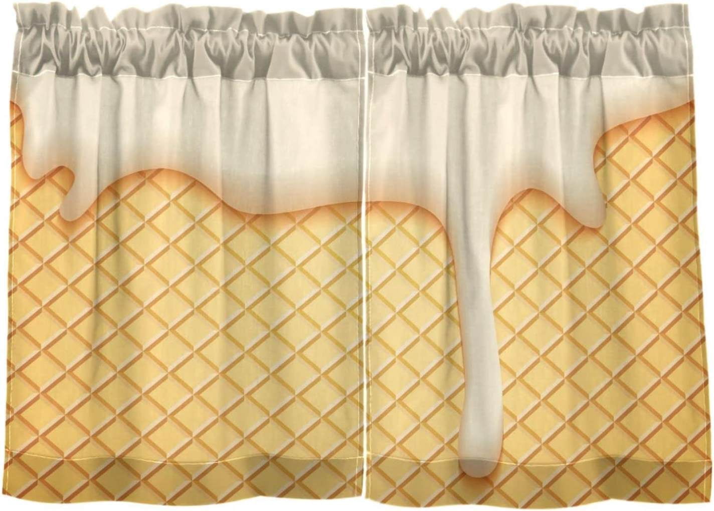 Ice Cream Kitchen Curtains 2 Panels UV Protected Tier Curtains, Half ...