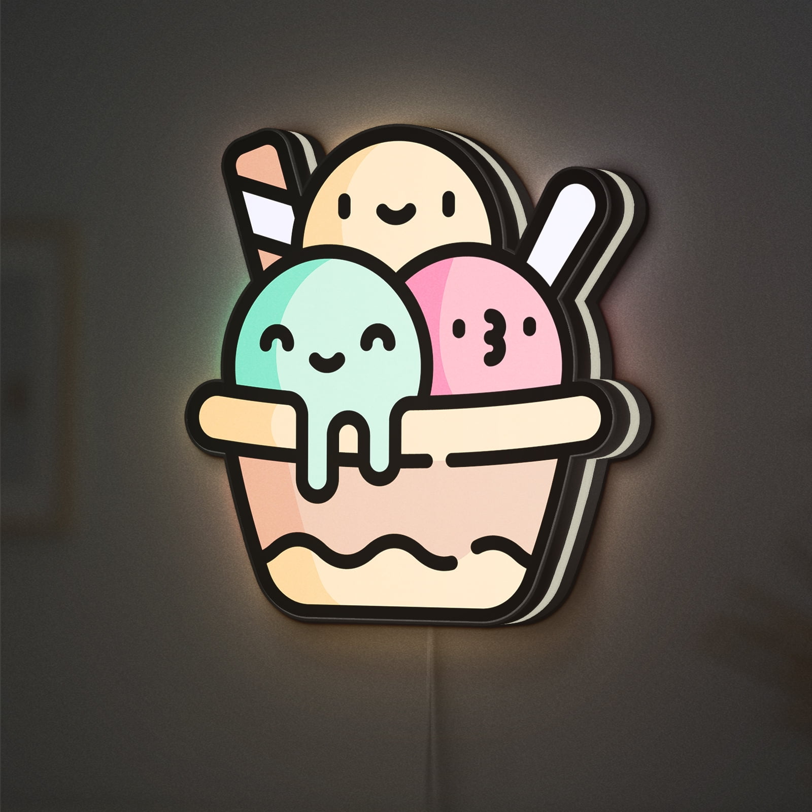 Ice Cream LED Lightbox - Summer Sweet Cute Dessert Decor, Custom Led ...