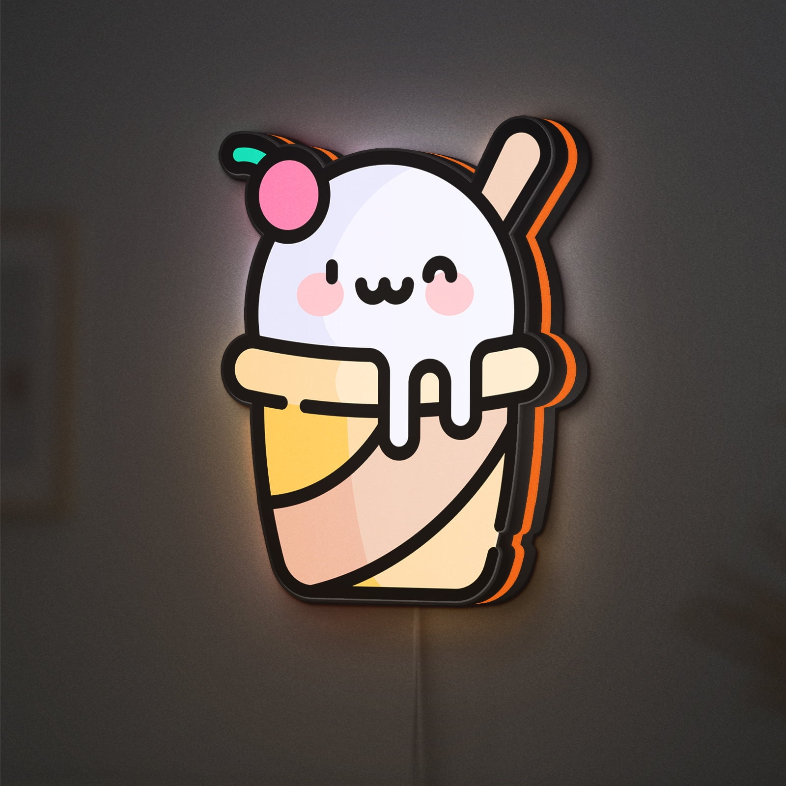 Ice Cream LED Lightbox - Sweet Cute Dessert Cup Decor, Custom Led Sign ...