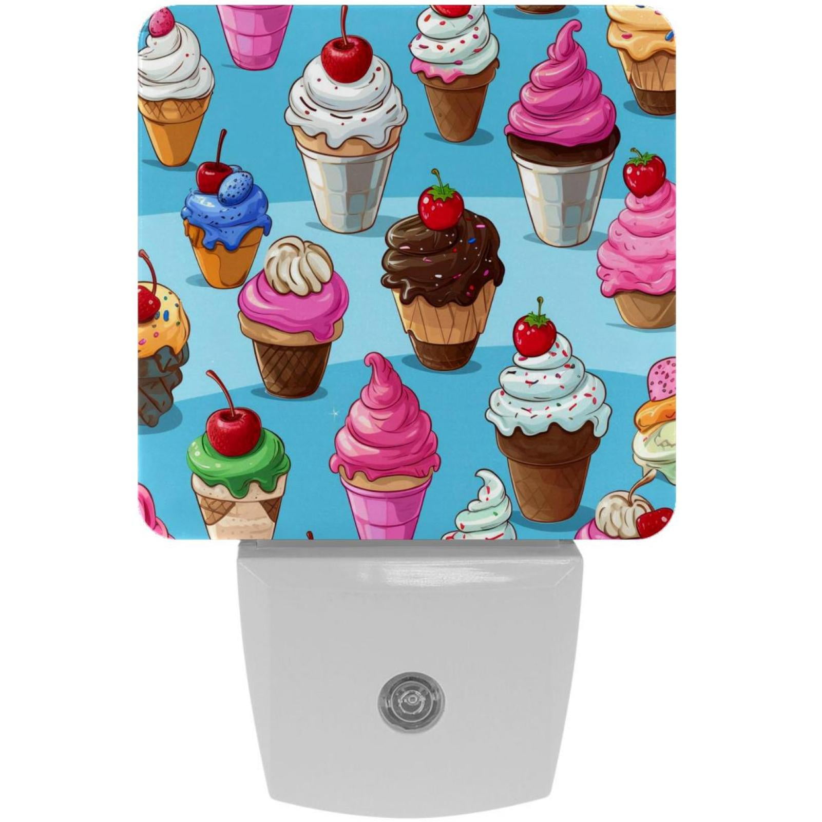 Ice Cream LED Square Night Lights - Modern and Versatile Plug-in ...