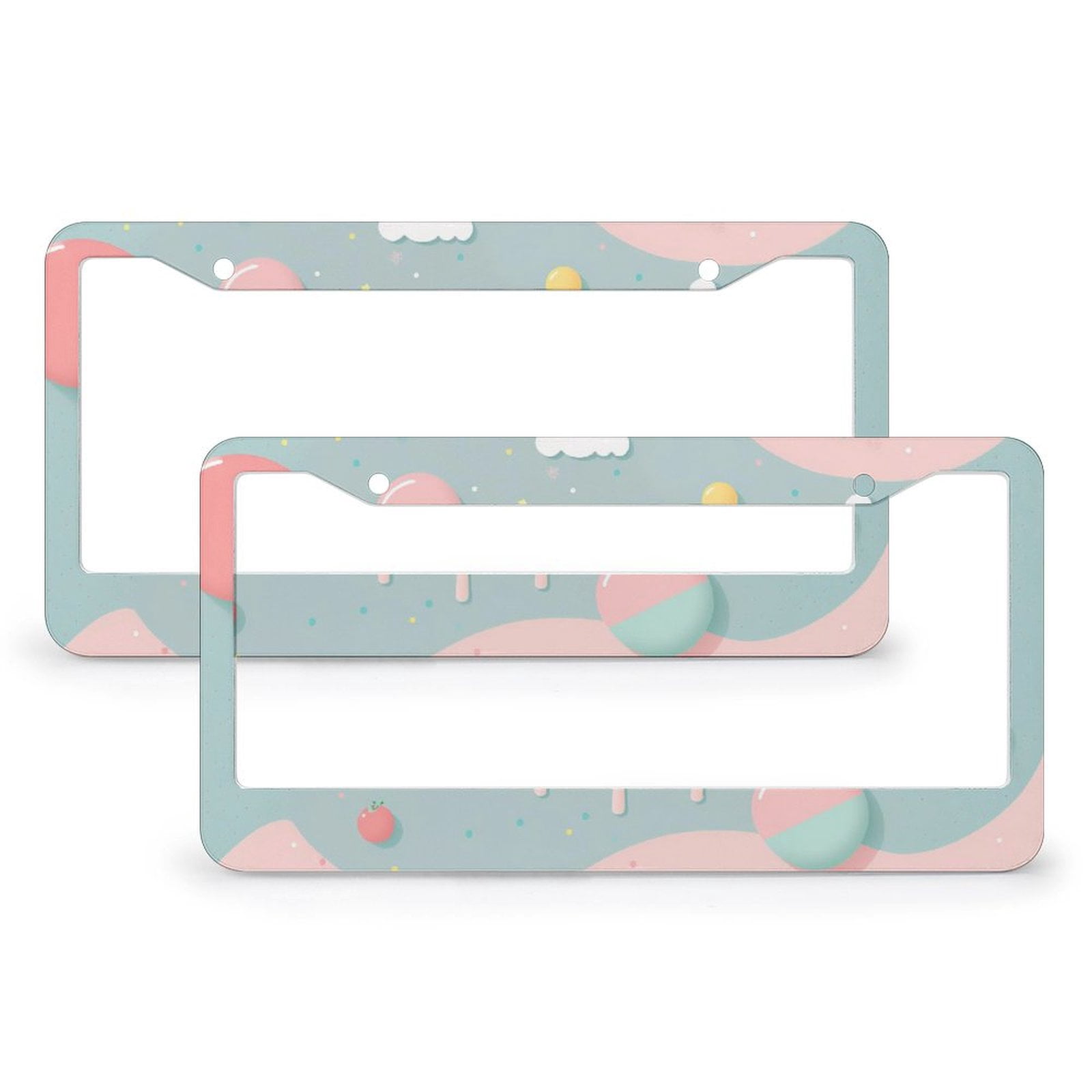 Ice Cream License Plate Frames 2 PCS Girly Cute Sweet Dessert Food Car ...