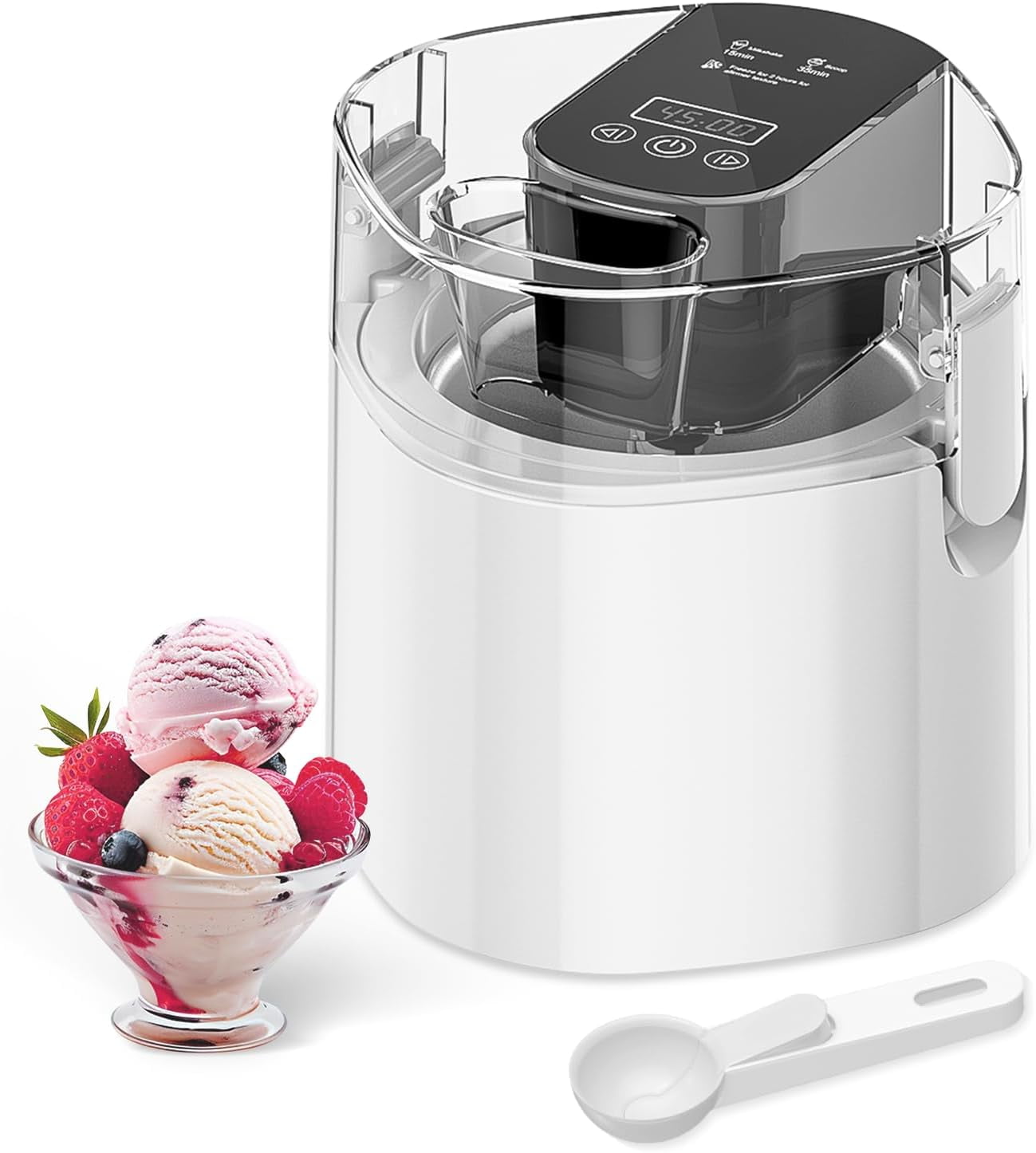 Ice Cream Maker, 1.5-Qt Ice Cream Machine and Frozen Yogurt Machine, 1.5-Qt Insulated Freezer ...