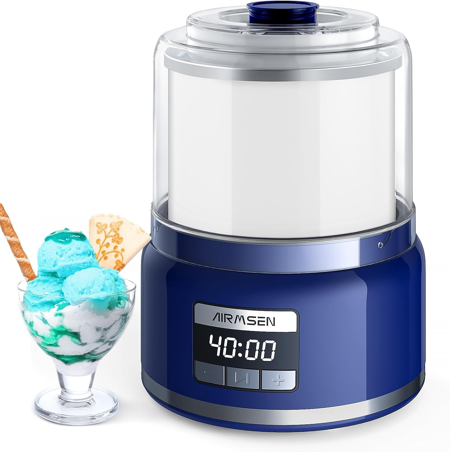 Ice Cream Maker, 2.1-Quart Automatic Ice Cream Machine with LED Screen ...