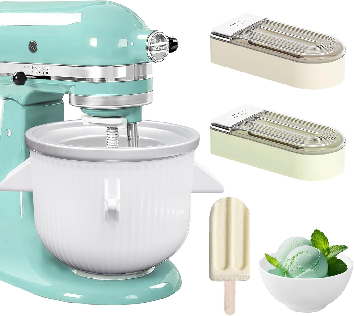 Ice Cream Maker Attachment for KitchenAid Stand Mixer,2 Quart Ice Cream ...