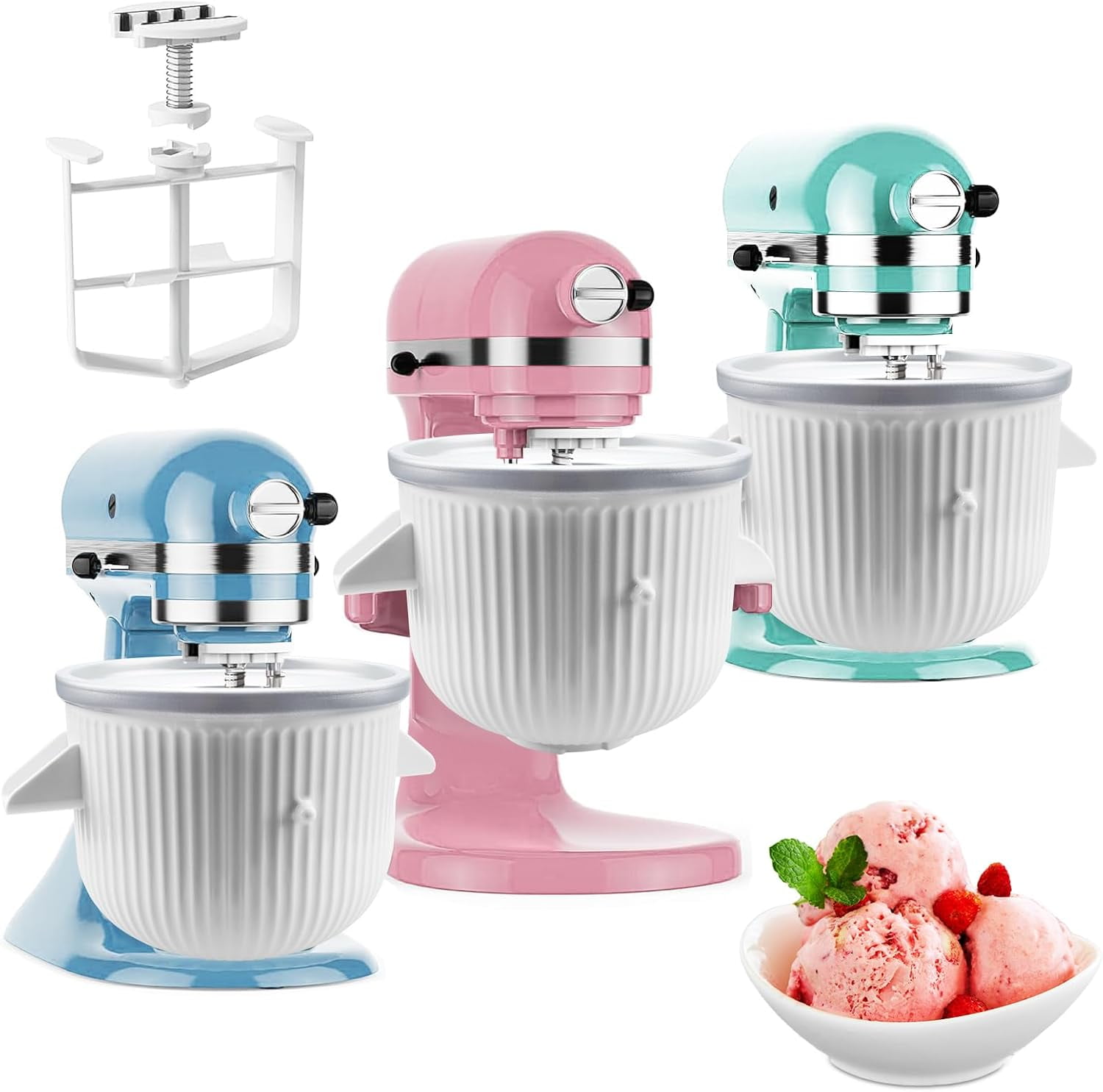 Ice Cream Maker Attachment for KitchenAid Stand Mixer, Ice Cream Bowl ...