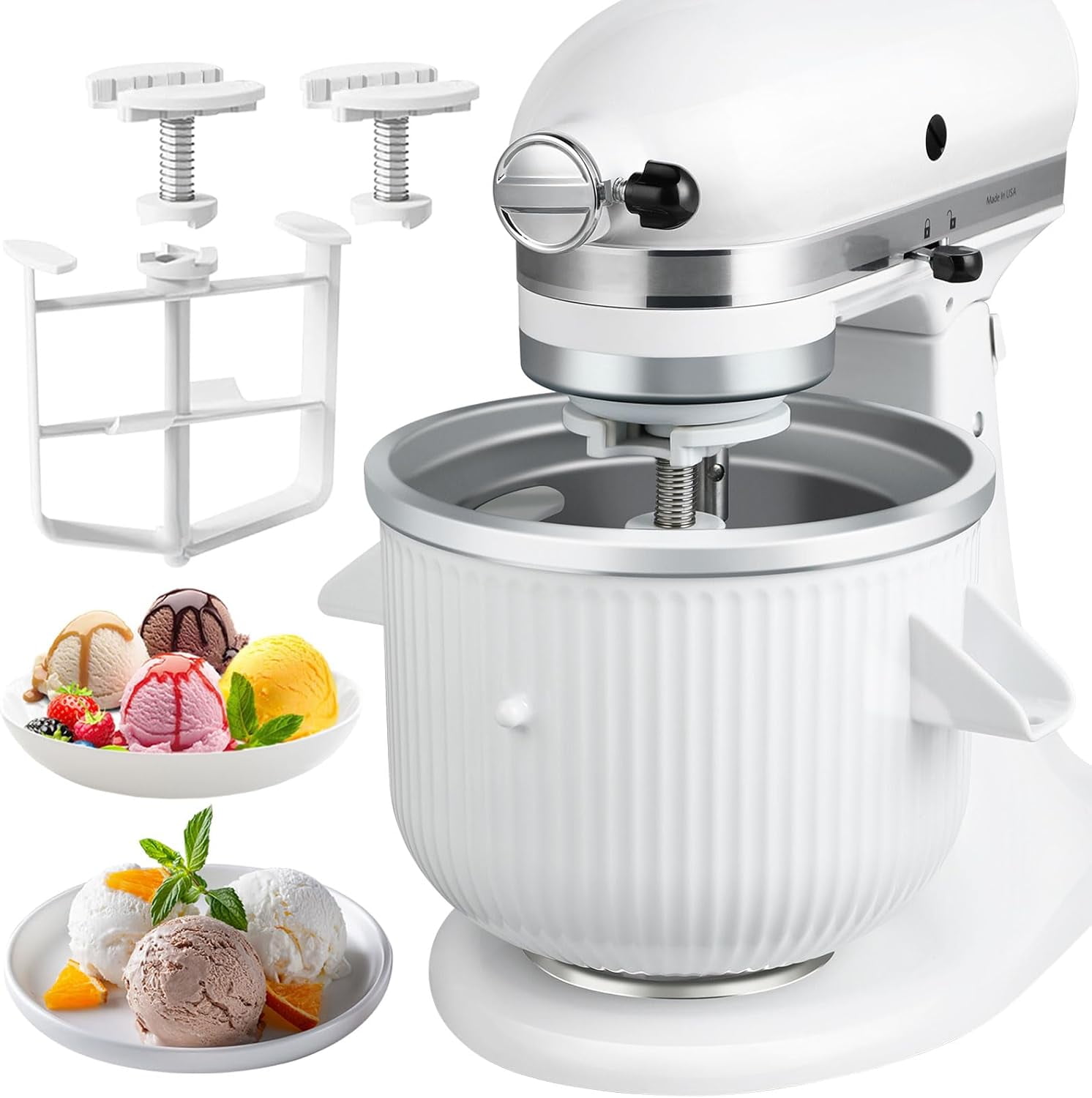 Ice Cream Maker Attachment for KitchenAid Stand Mixer, Ice Cream Bowl ...