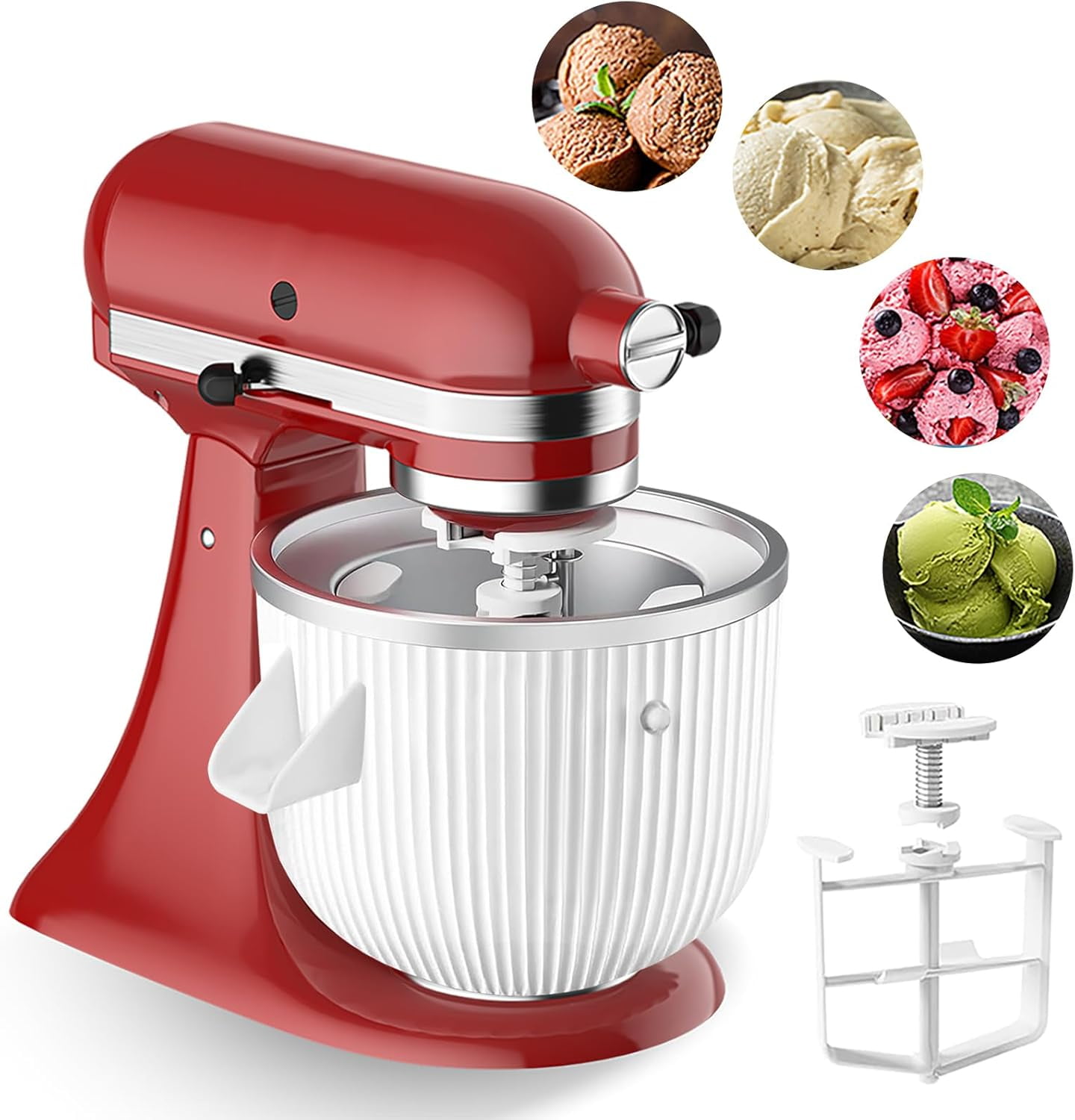 Ice Cream Maker Attachment for KitchenAid Stand Mixers, 2 Quart Freezer ...