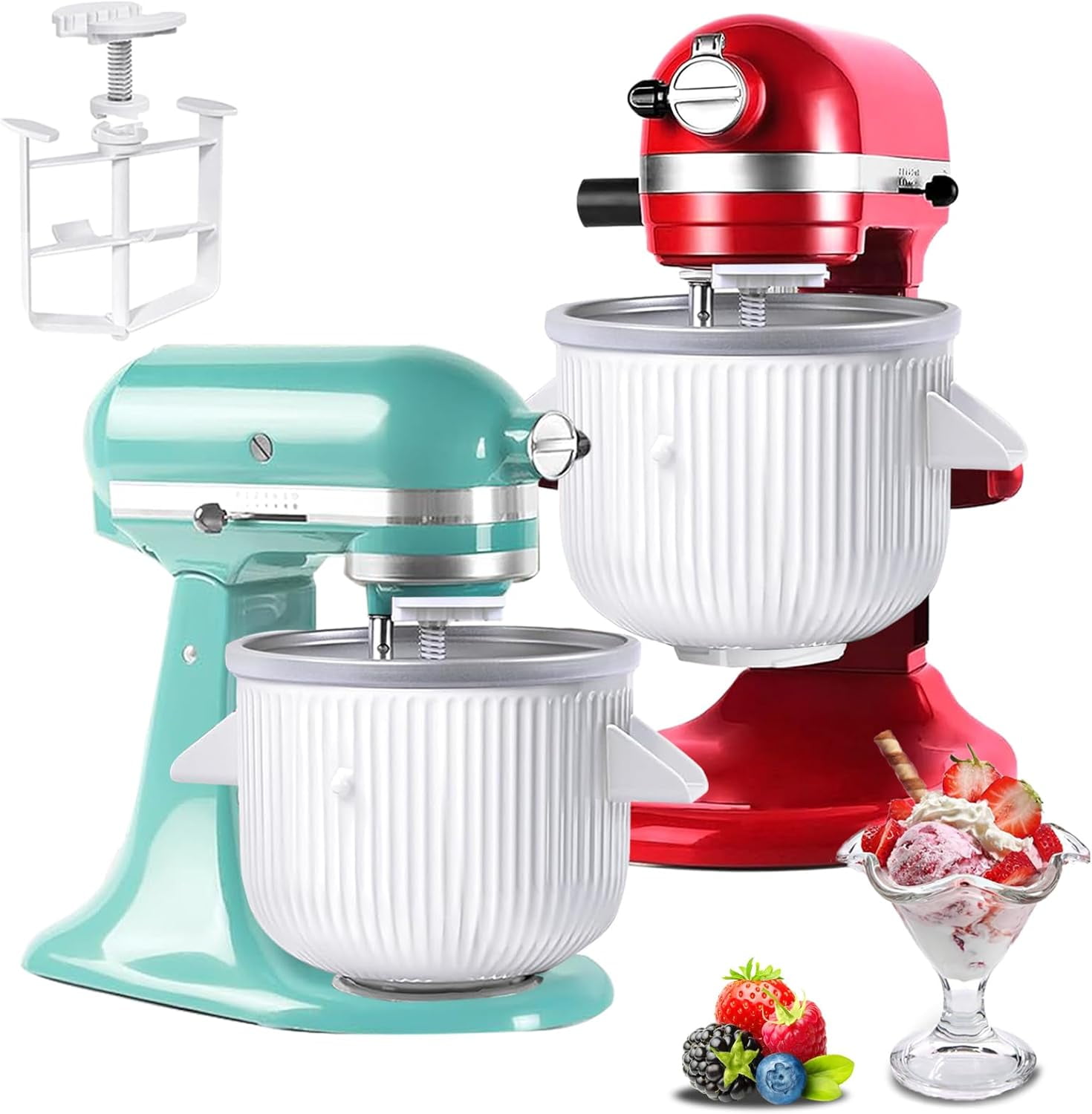 Ice Cream Maker Attachment for Stand Mixer, Compatible with 4.5/5QT ...