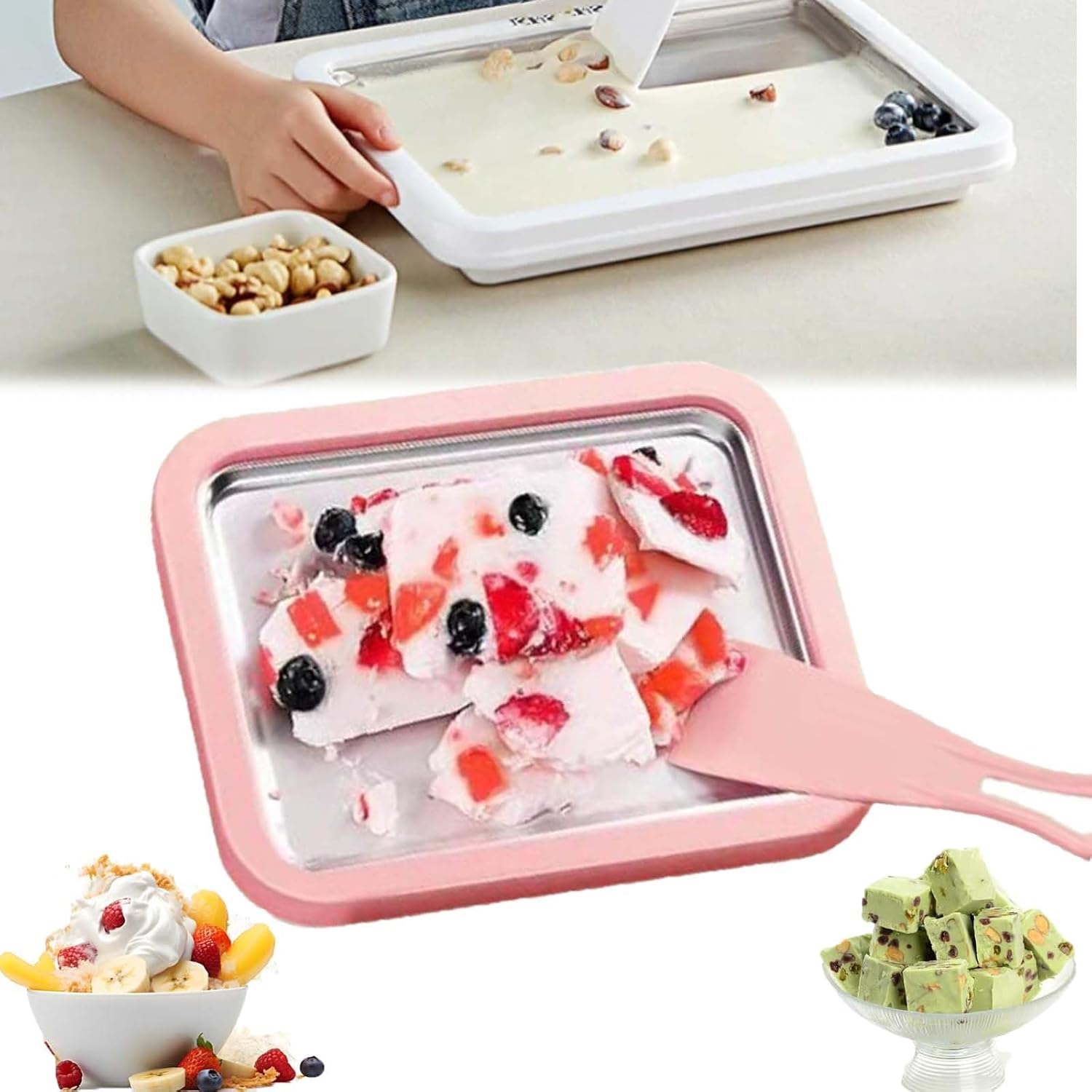 Ice Cream Maker, Ice Cream Tray, Ice Cream Roller with 2 Spatulas ...