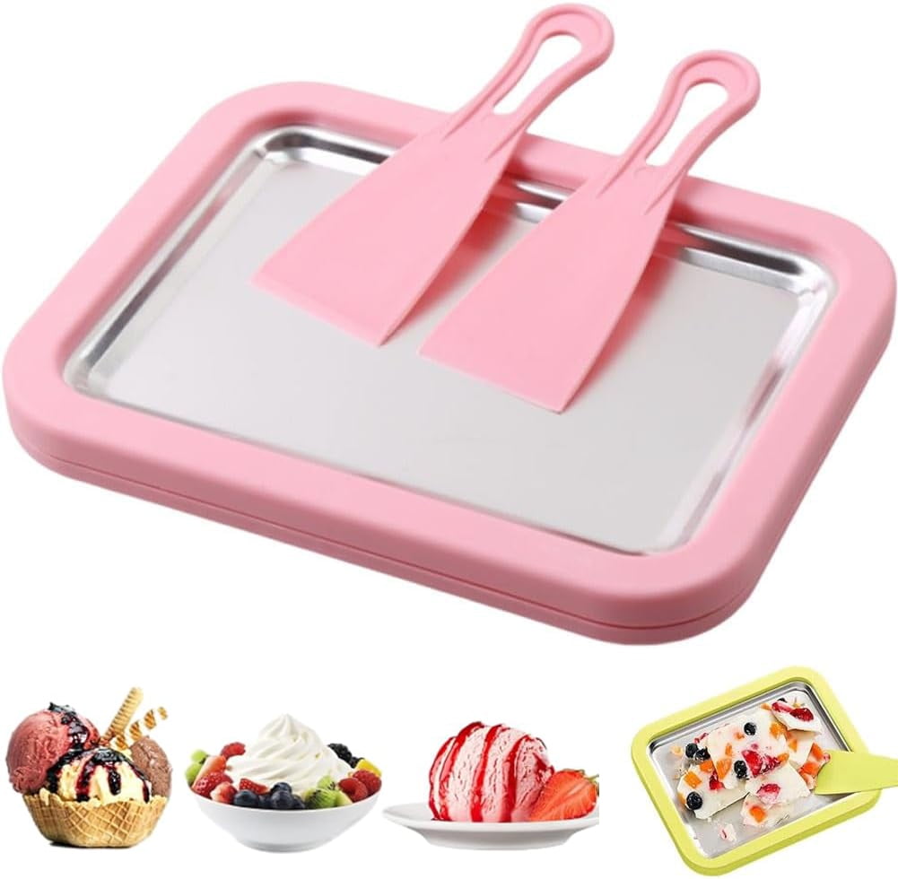 Ice Cream Maker Kit, Instant Freeze Plate with 2 Scrapers, DIY Homemade ...