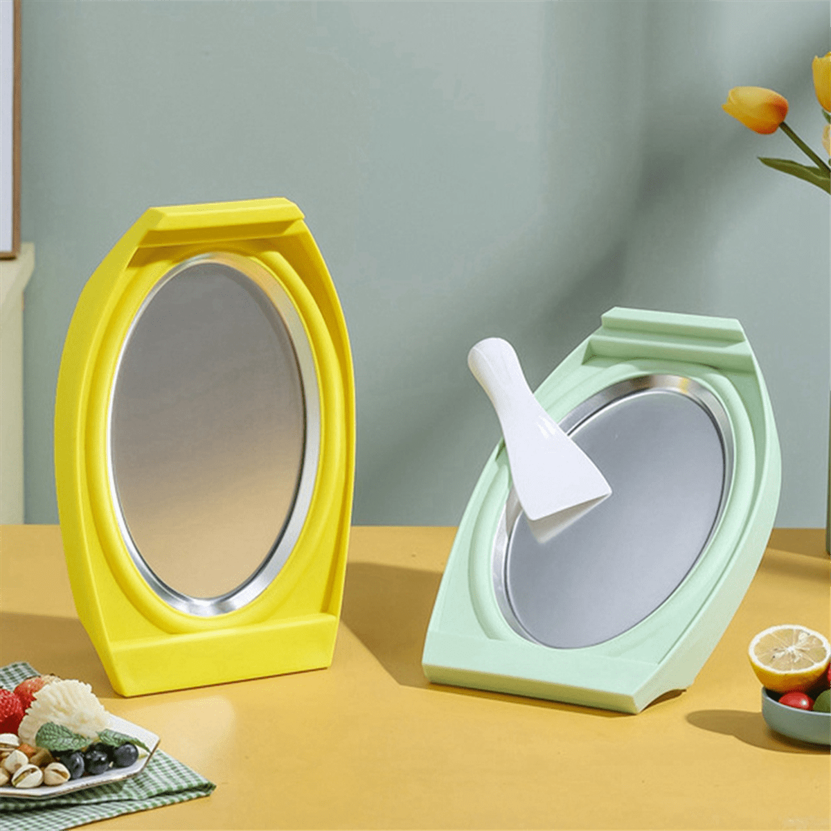 Ice Cream Maker Pan Multifunctional Cold Sweet Food Plate Rolled Ice ...