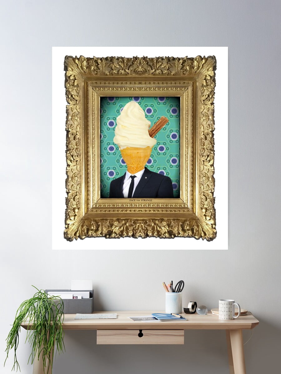 Ice Cream Man In Vintage Frame Poster Wall Art, Modern Wall Decor For ...
