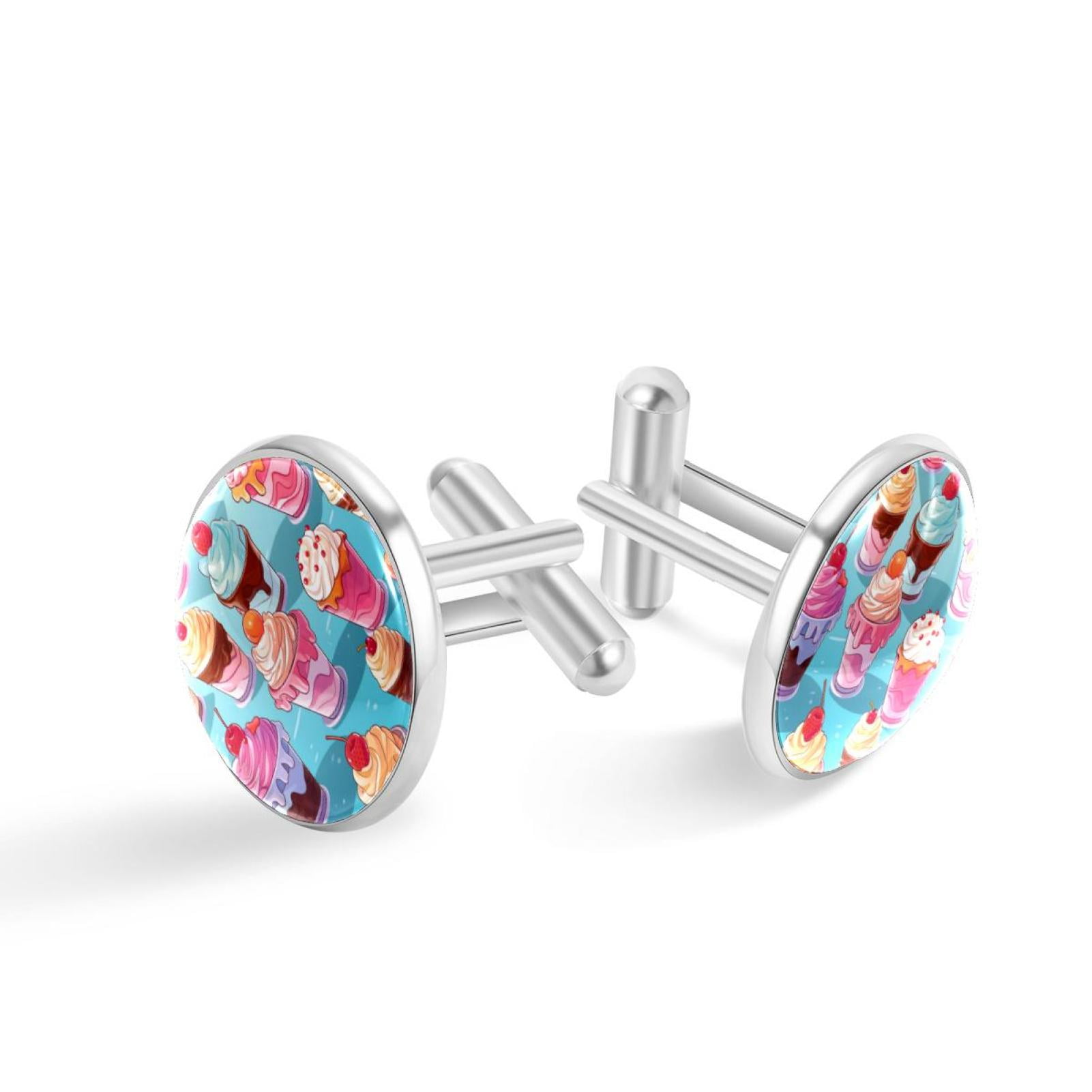 Ice Cream Men's Cufflink Set in Stainless Steel for Formal Attire and ...