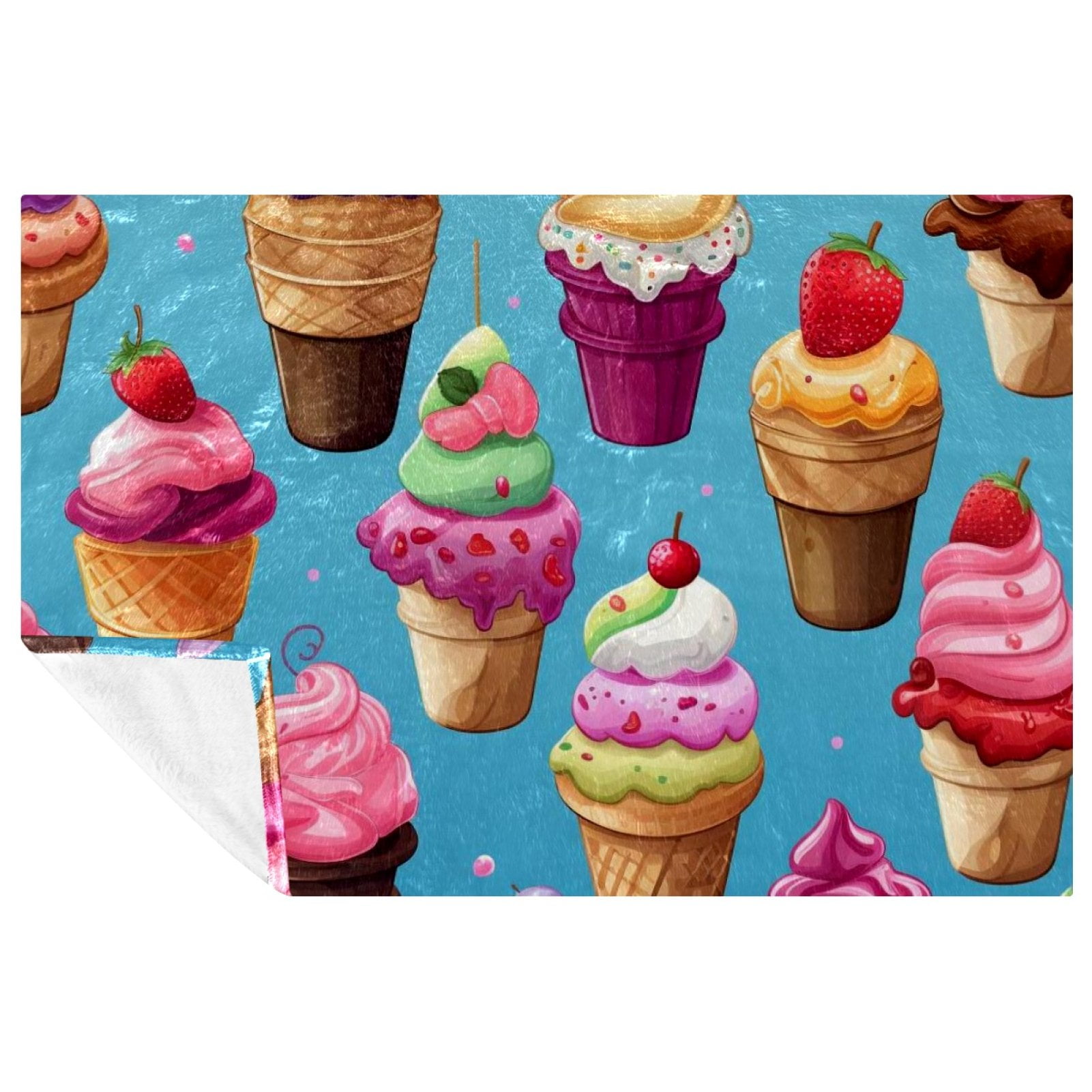 Ice Cream Microfiber Throw Blanket: Soft and Warm Printed Throw Blanket ...